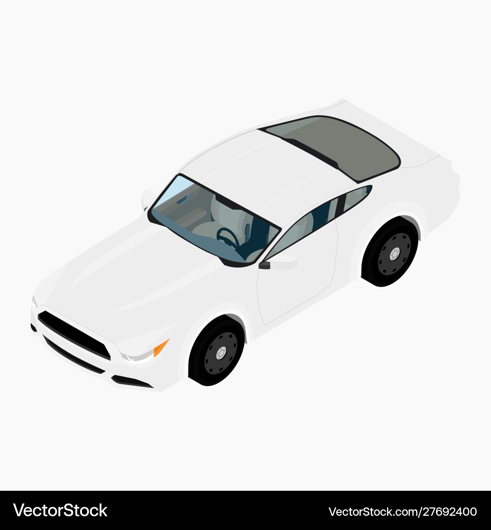White sport car isometric view generic Royalty Free Vector
