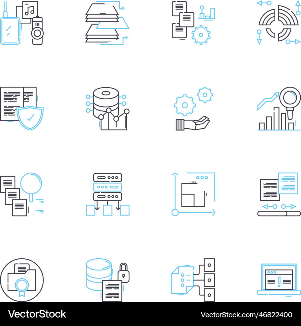 Workstations linear icons set efficiency Vector Image