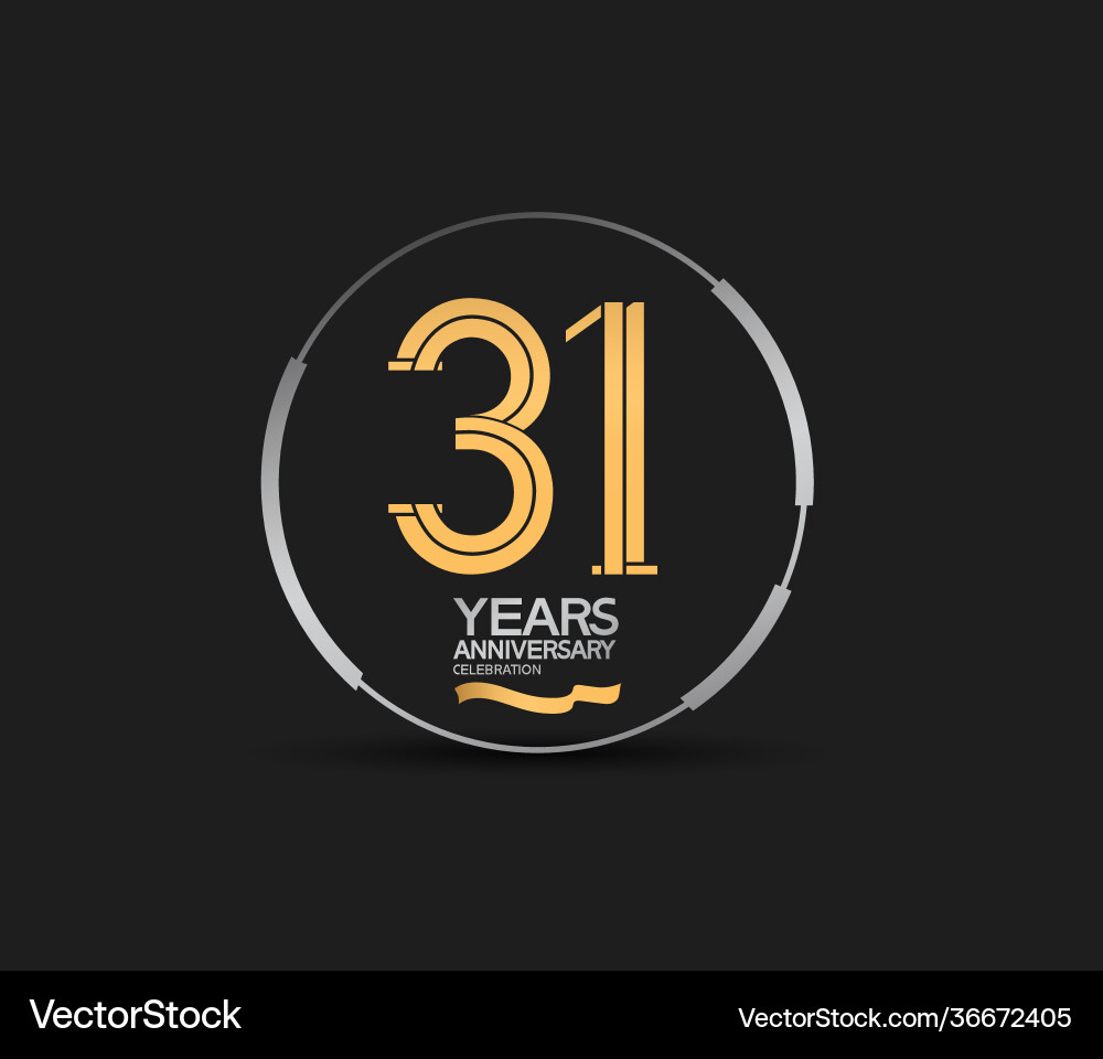 31 years golden anniversary logotype Royalty Free Vector