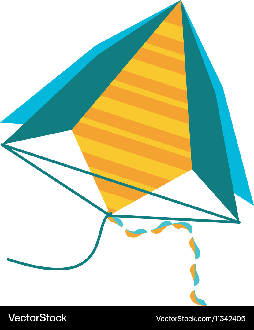 Beautiful kite flying isolated icon Royalty Free Vector