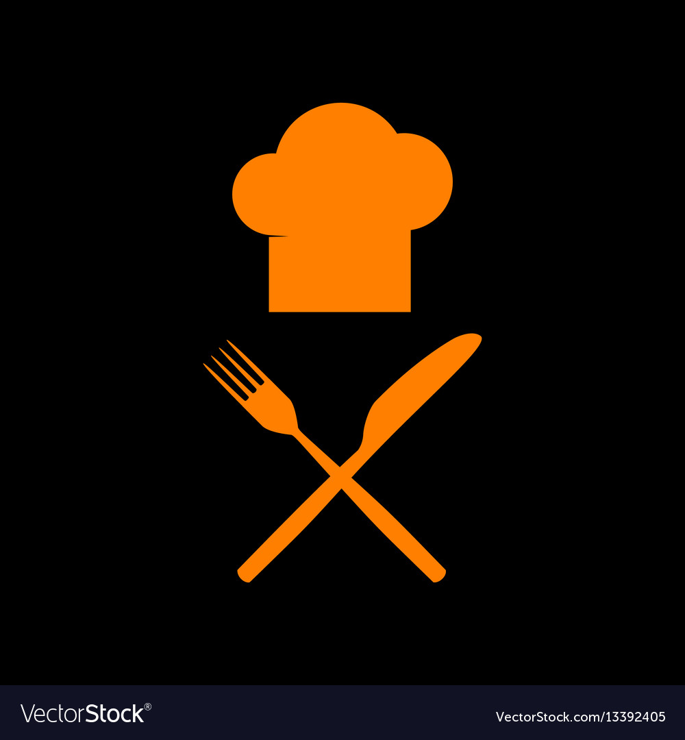 Chef with knife and fork sign orange icon Vector Image