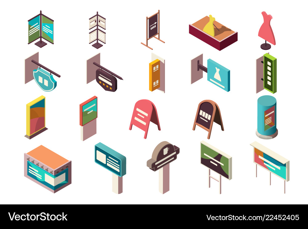 Collection banners signs advertising Royalty Free Vector