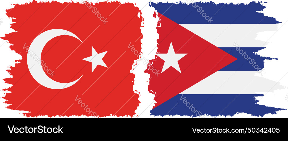 Cuba and turkey grunge flags connection Royalty Free Vector