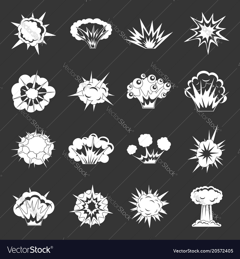 Explosion icons set grey Royalty Free Vector Image