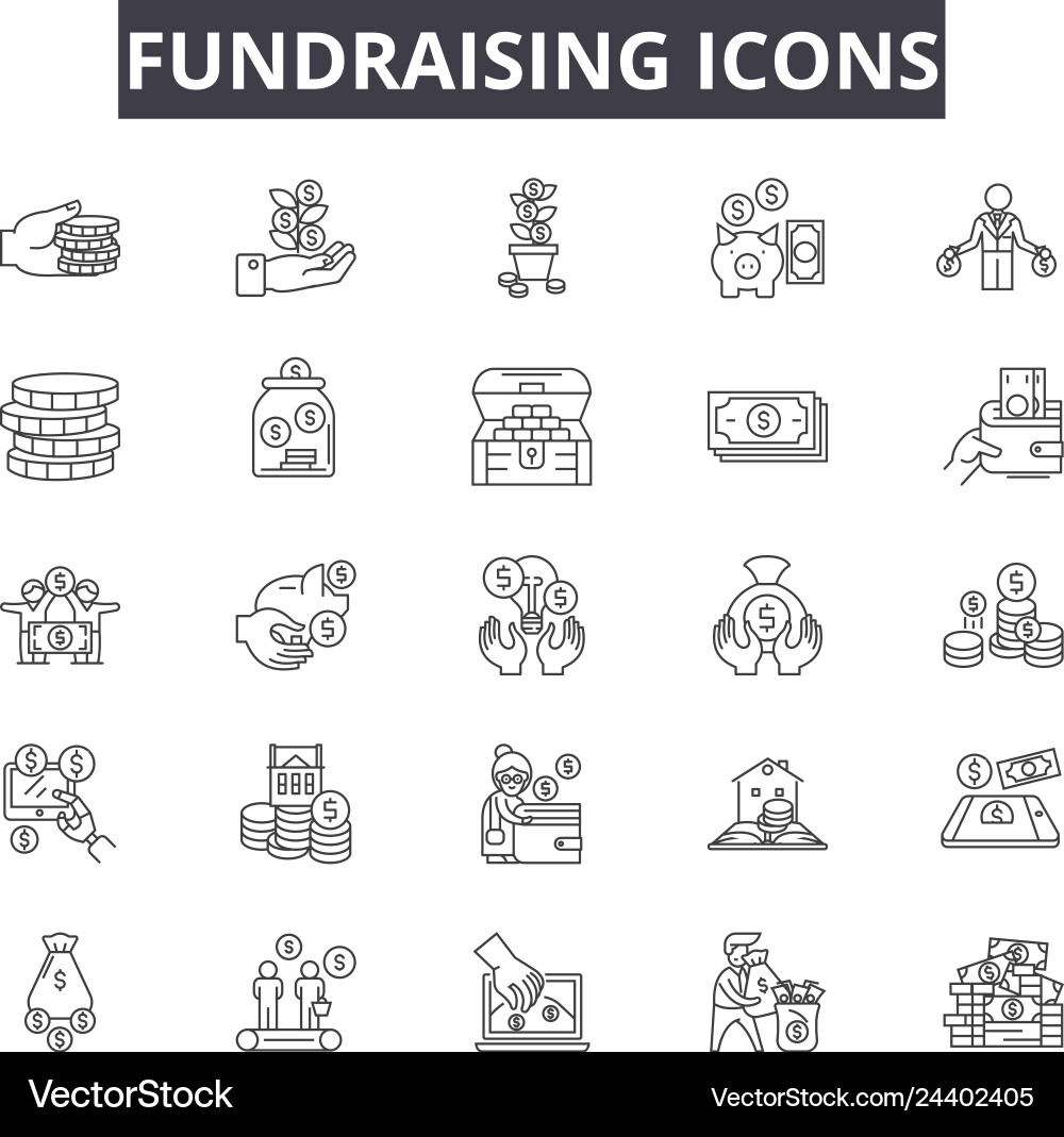 Fundraising line icons for web and mobile design Vector Image