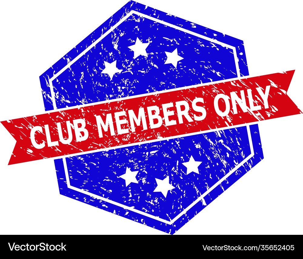 Hexagonal bicolor club members only stamp Vector Image