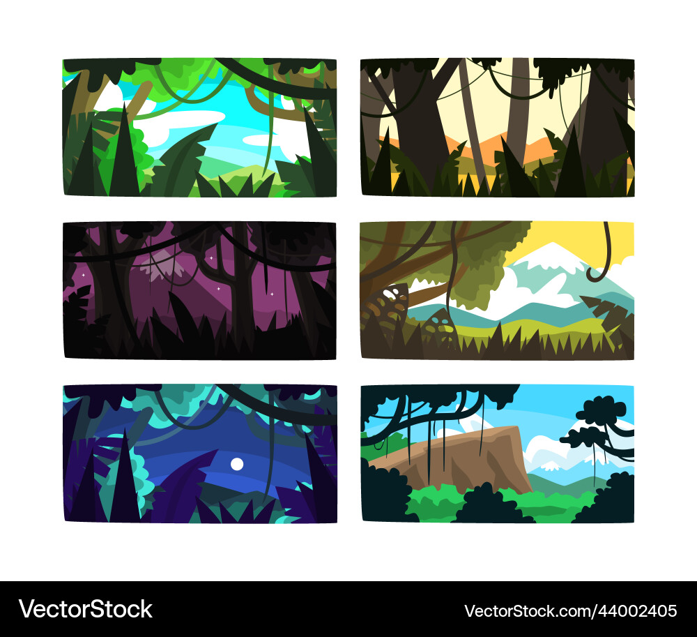 Jungle and rainforest with dense trees lush Vector Image