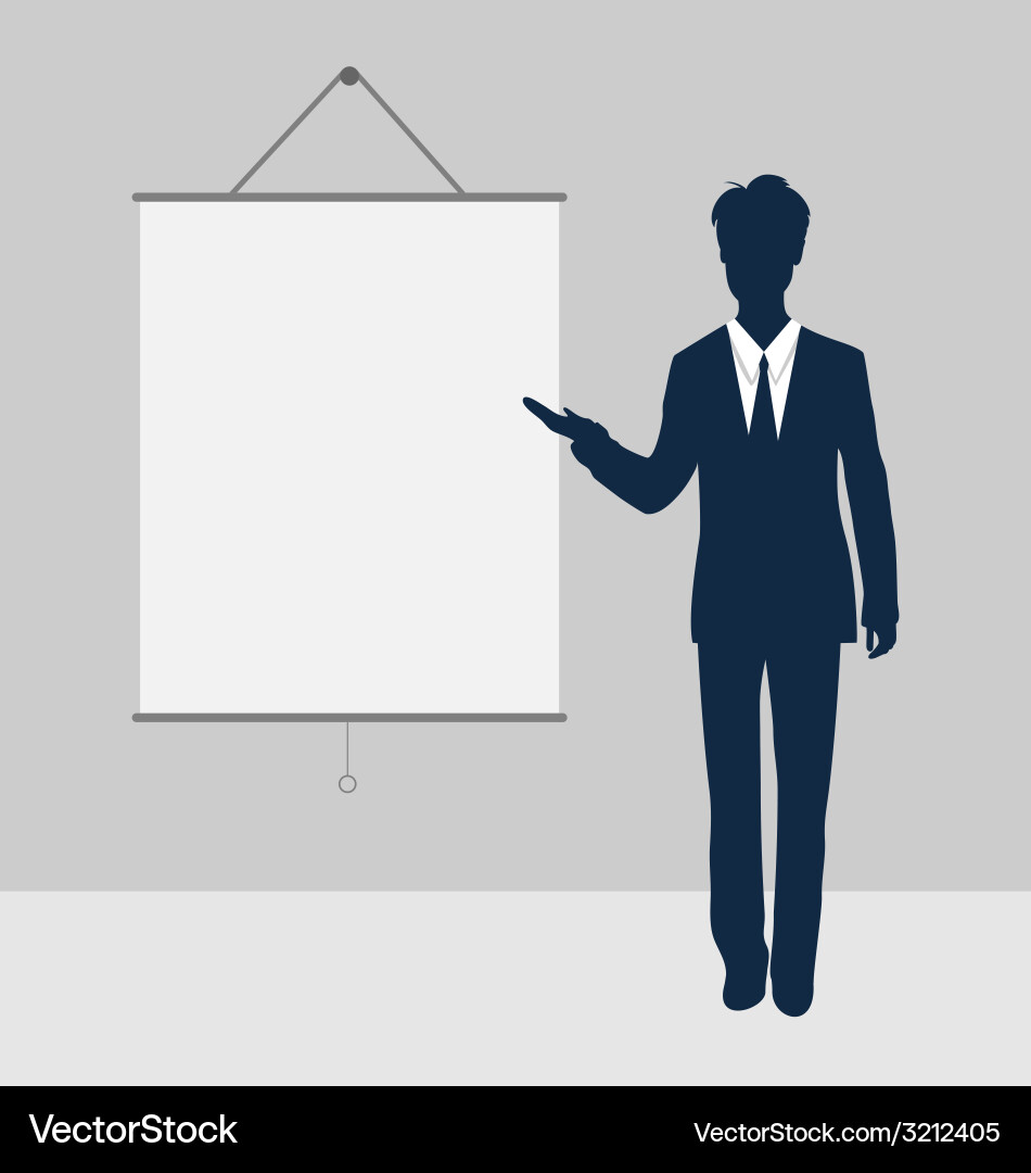 Manager stand near blank board presentation Vector Image