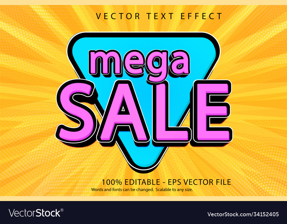 Mega sale text shopping style editable effect Vector Image