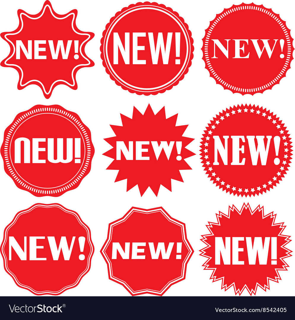 New signs set sticker set Royalty Free Vector Image
