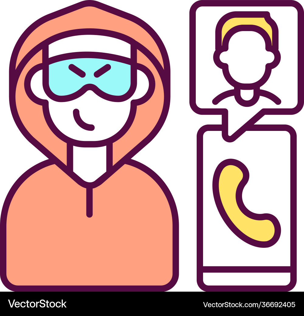 Phone scammers rgb color icon Royalty Free Vector Image