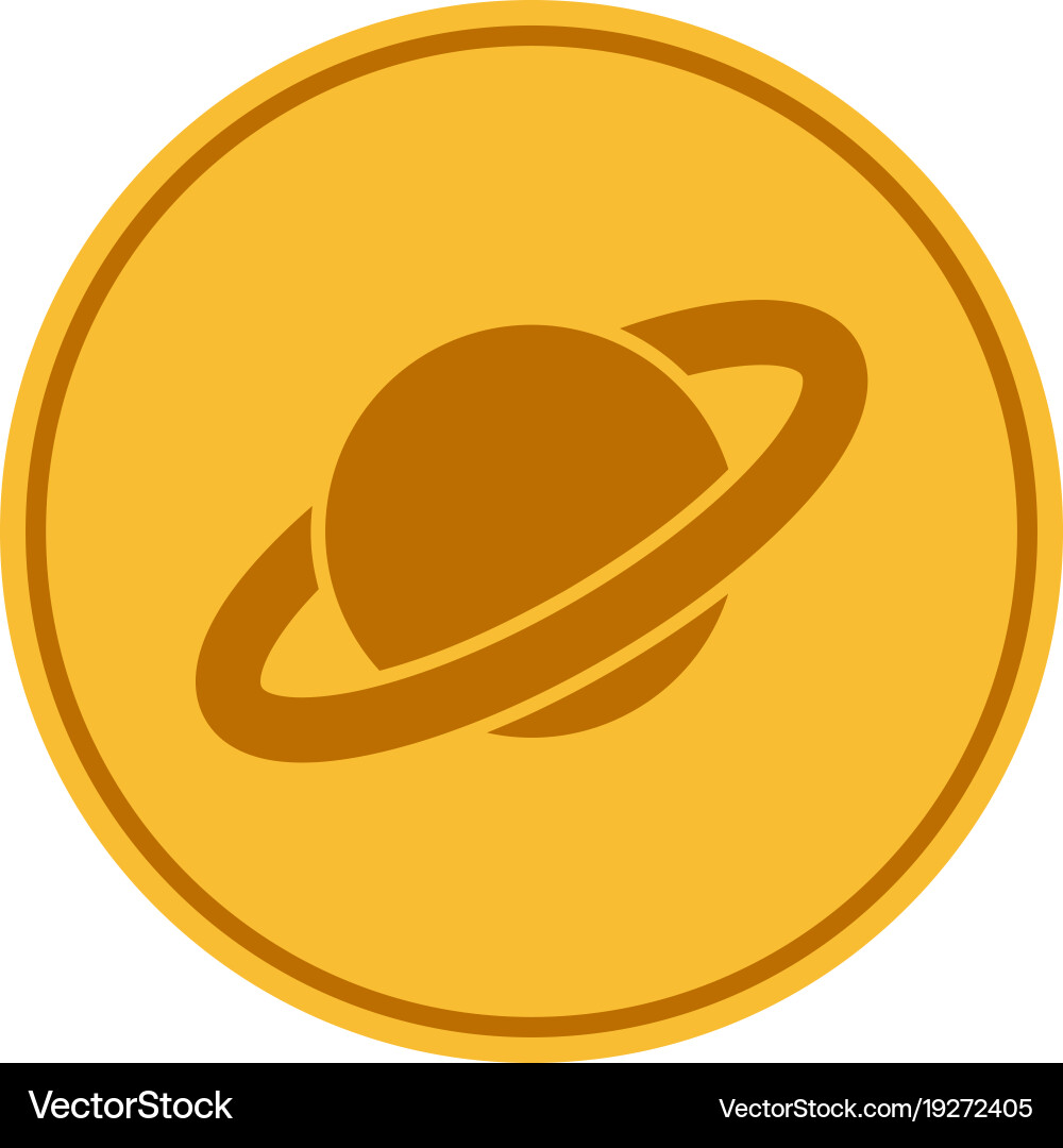 Planet saturn gold coin Royalty Free Vector Image