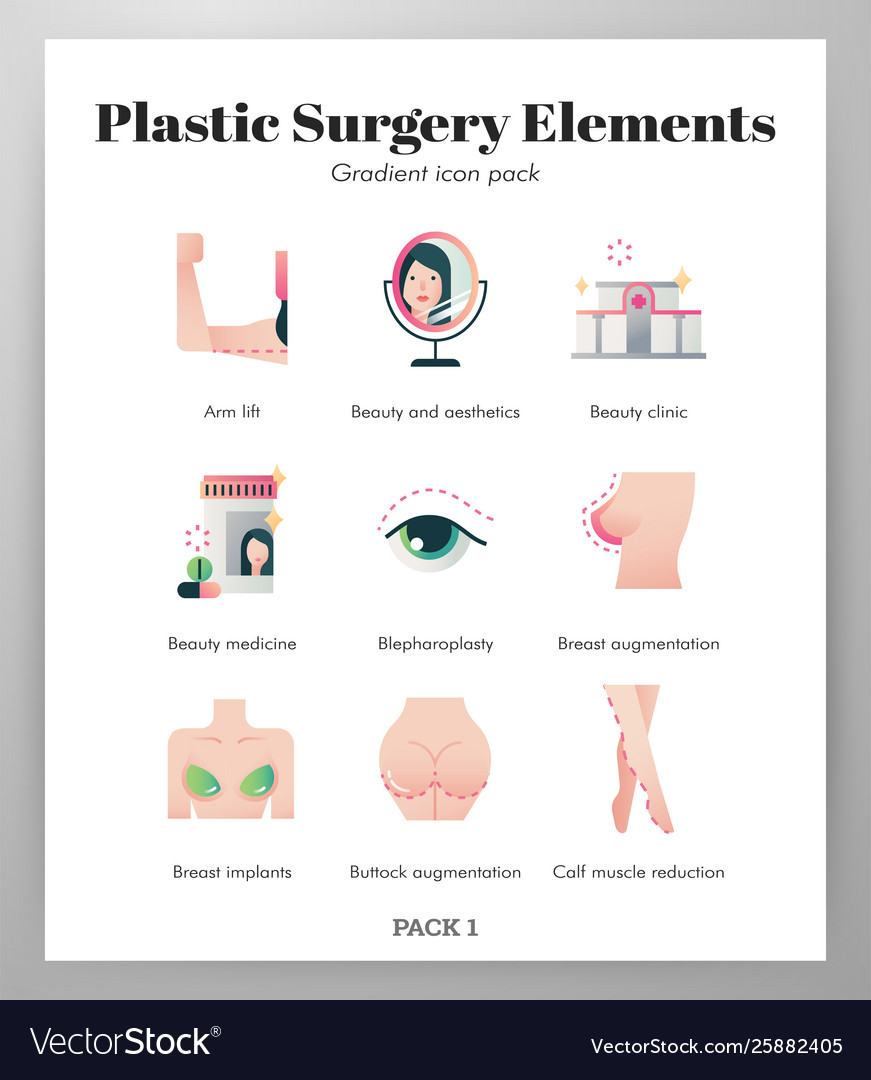 Plastic surgery elements gradient pack Royalty Free Vector