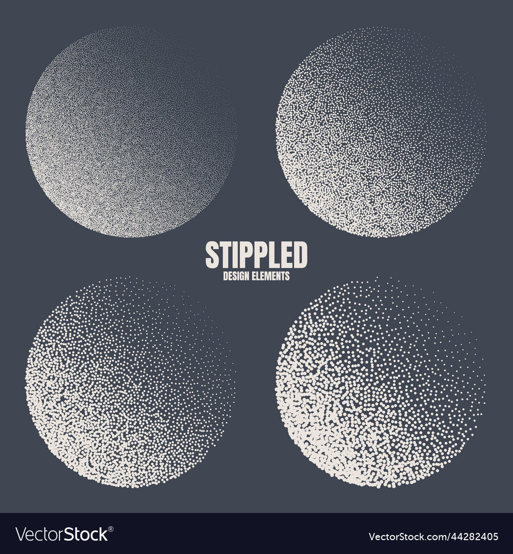 Round shaped dotted objects stipple elements Vector Image