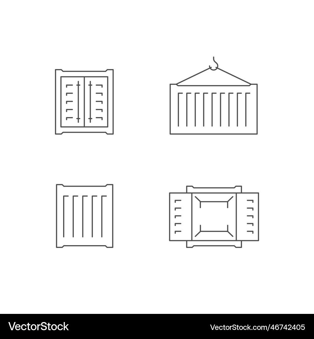Set line icons of cargo container Royalty Free Vector Image