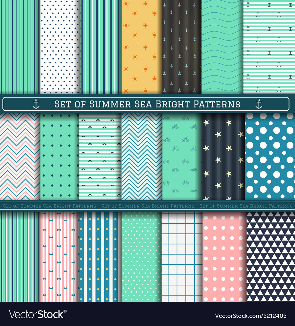Set summer pattern Royalty Free Vector Image - VectorStock
