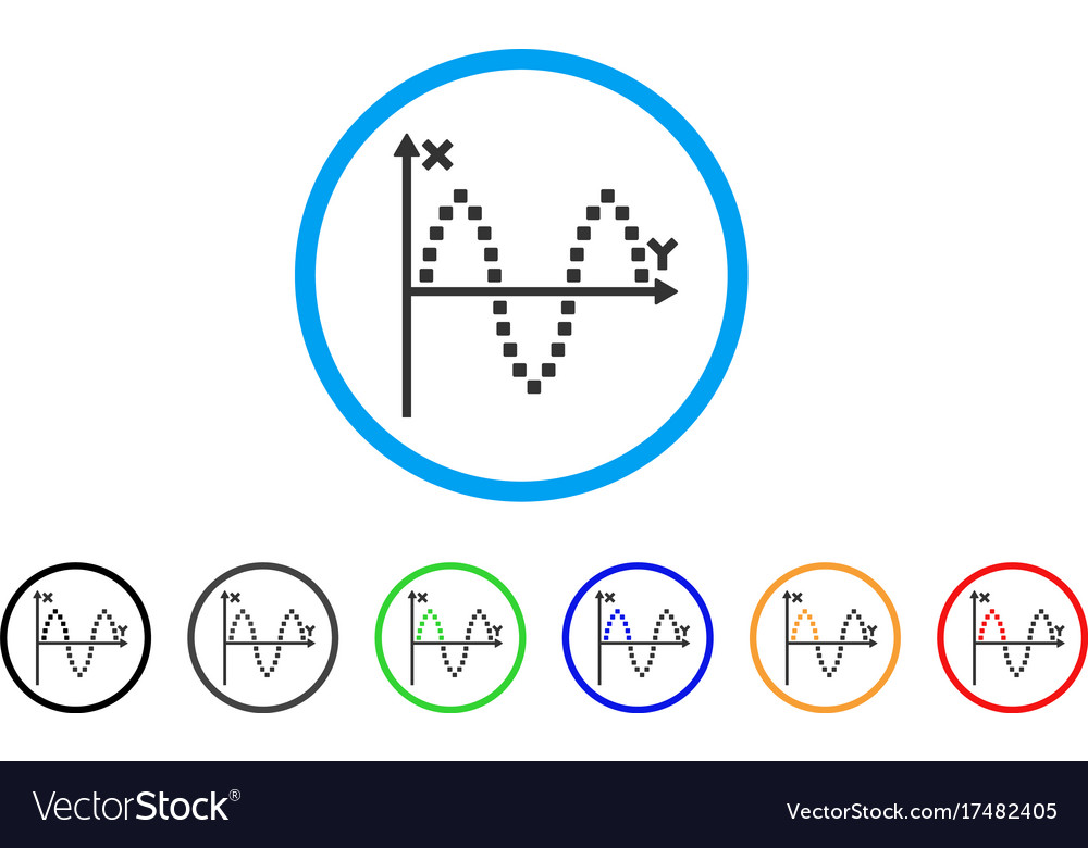 Sinusoid plot rounded icon Royalty Free Vector Image