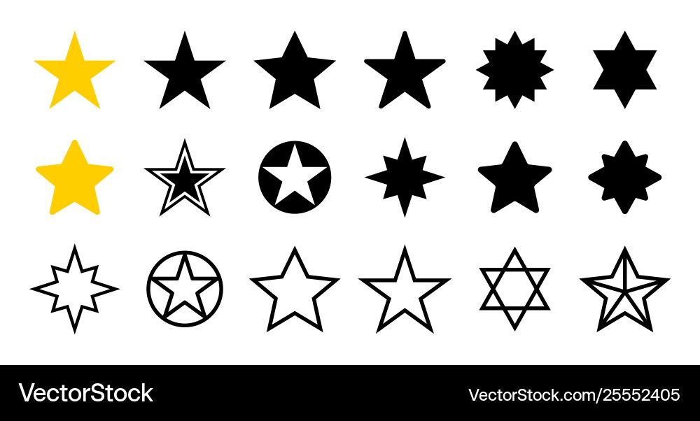 Star icons set five star collection Royalty Free Vector