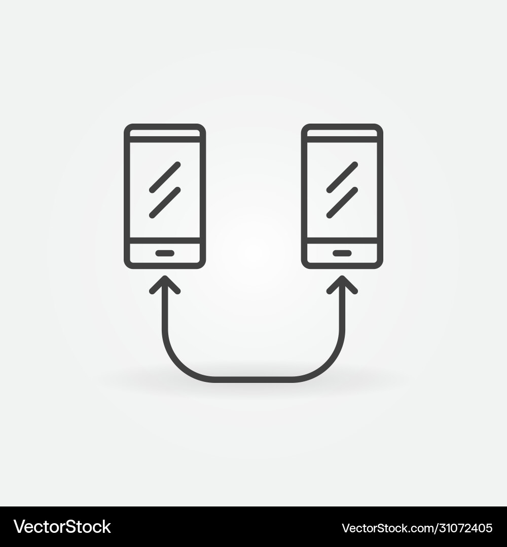 Two smartphones connected with arrow line icon Vector Image