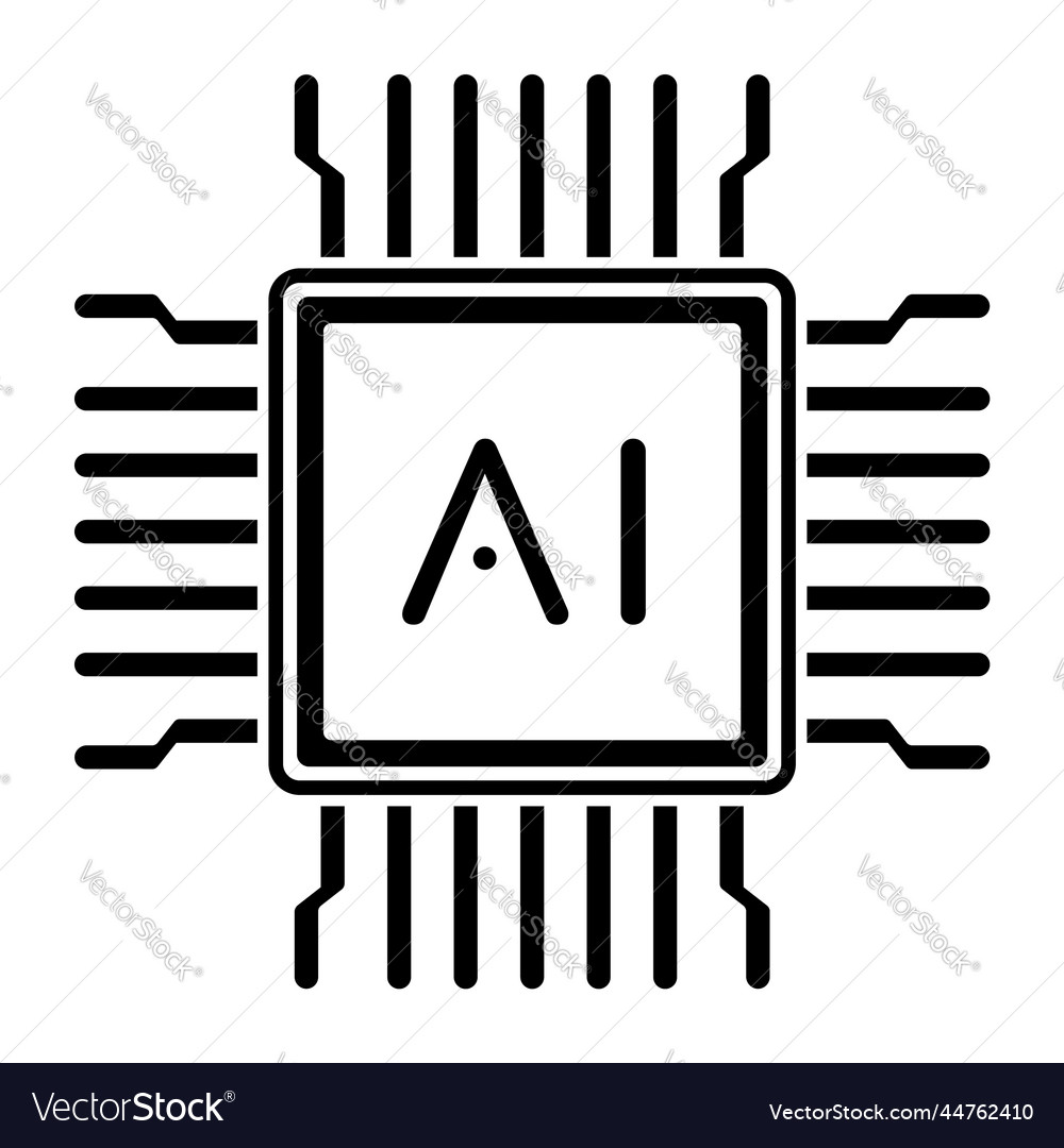 Artificial intelligence ai processor chip icon Vector Image