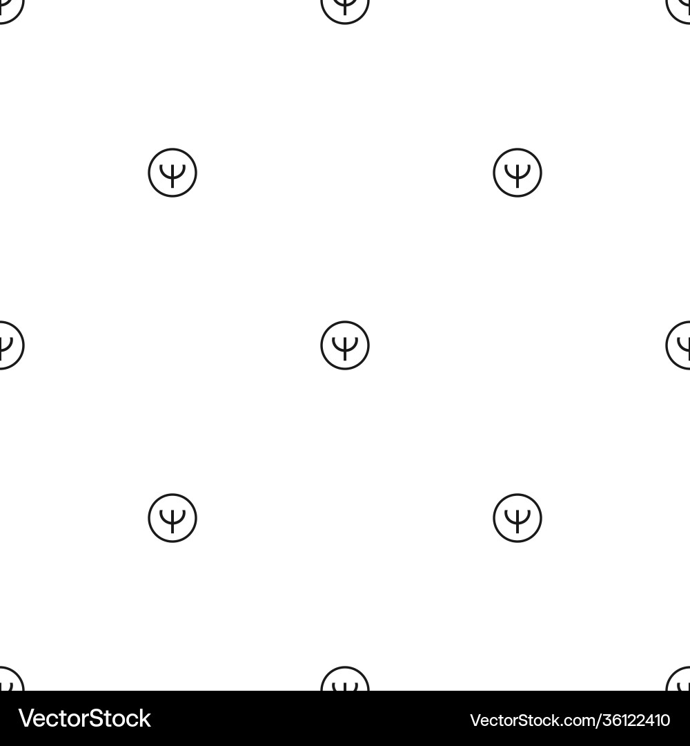 Black greek letter psi seamless pattern on white Vector Image