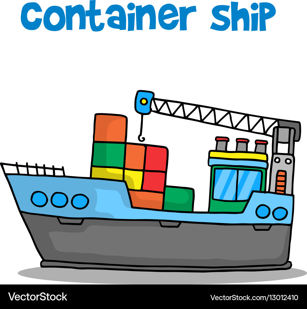 Collection of container ship transport Royalty Free Vector