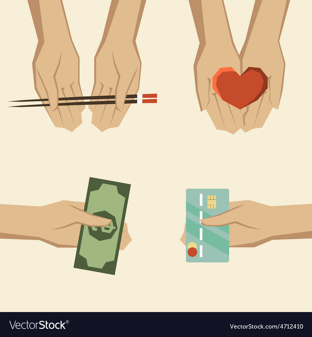 Editable hand giving objects Royalty Free Vector Image