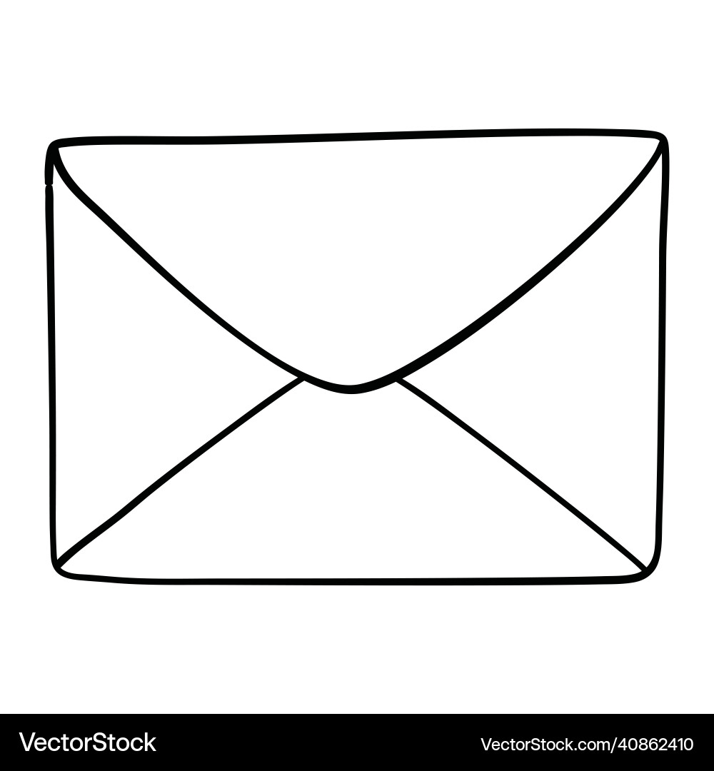 Envelope cartoon and black and white hand drawn Vector Image
