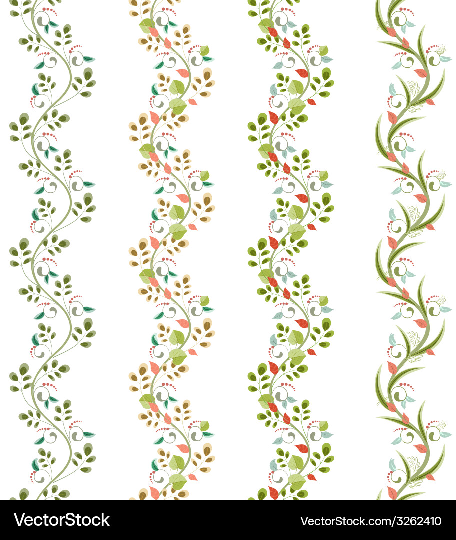 Floral set seamless borders for your design Vector Image