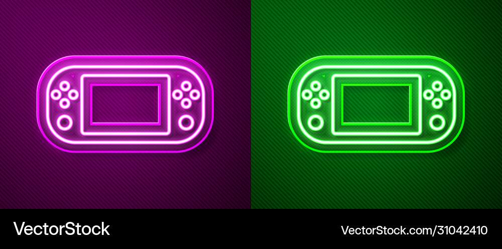 Glowing neon line portable video game console icon