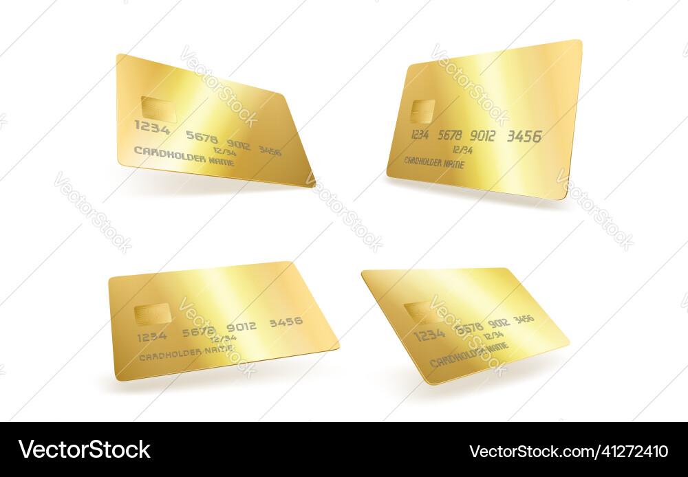 Gold plastic credit card template Royalty Free Vector Image