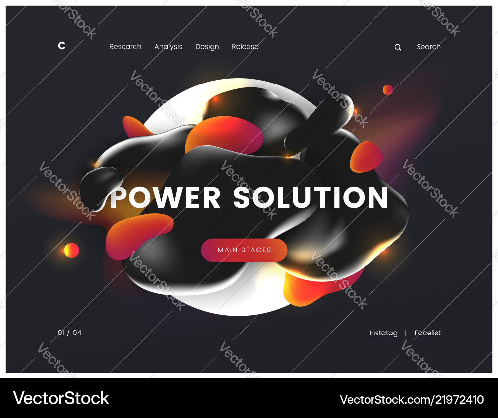 Landing page template with a dark background color