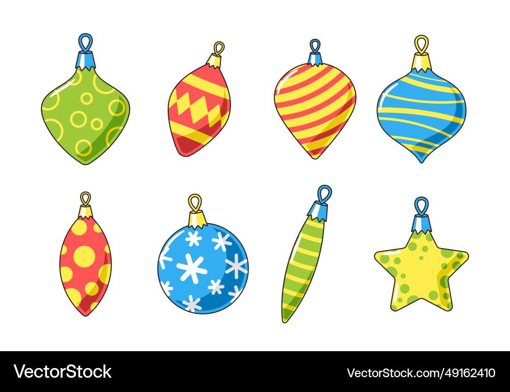 Retro christmas baubles set nostalgic charm Vector Image