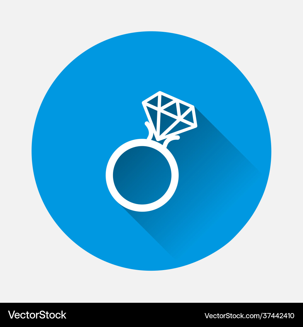Ring icon with diamonds icon on blue background Vector Image