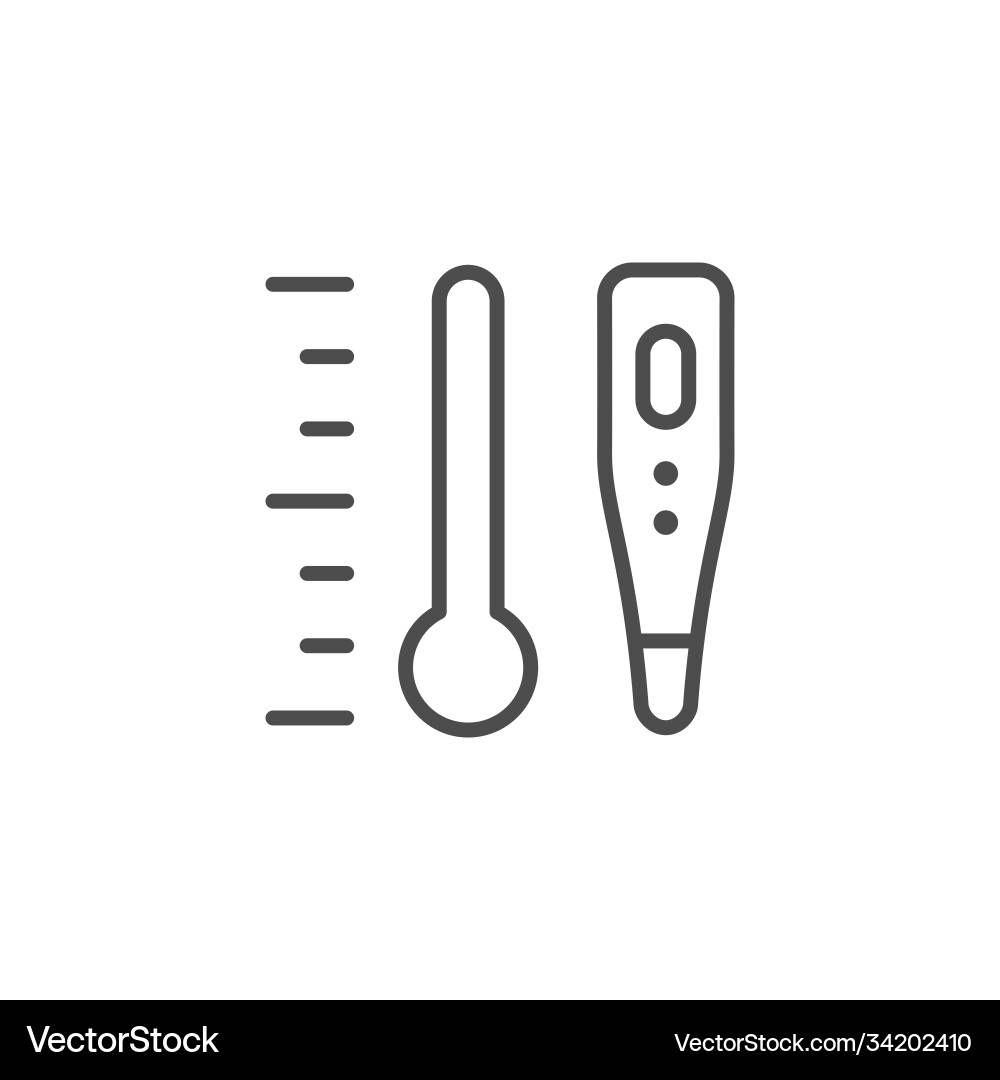 Temperature and thermometer line outline icon Vector Image