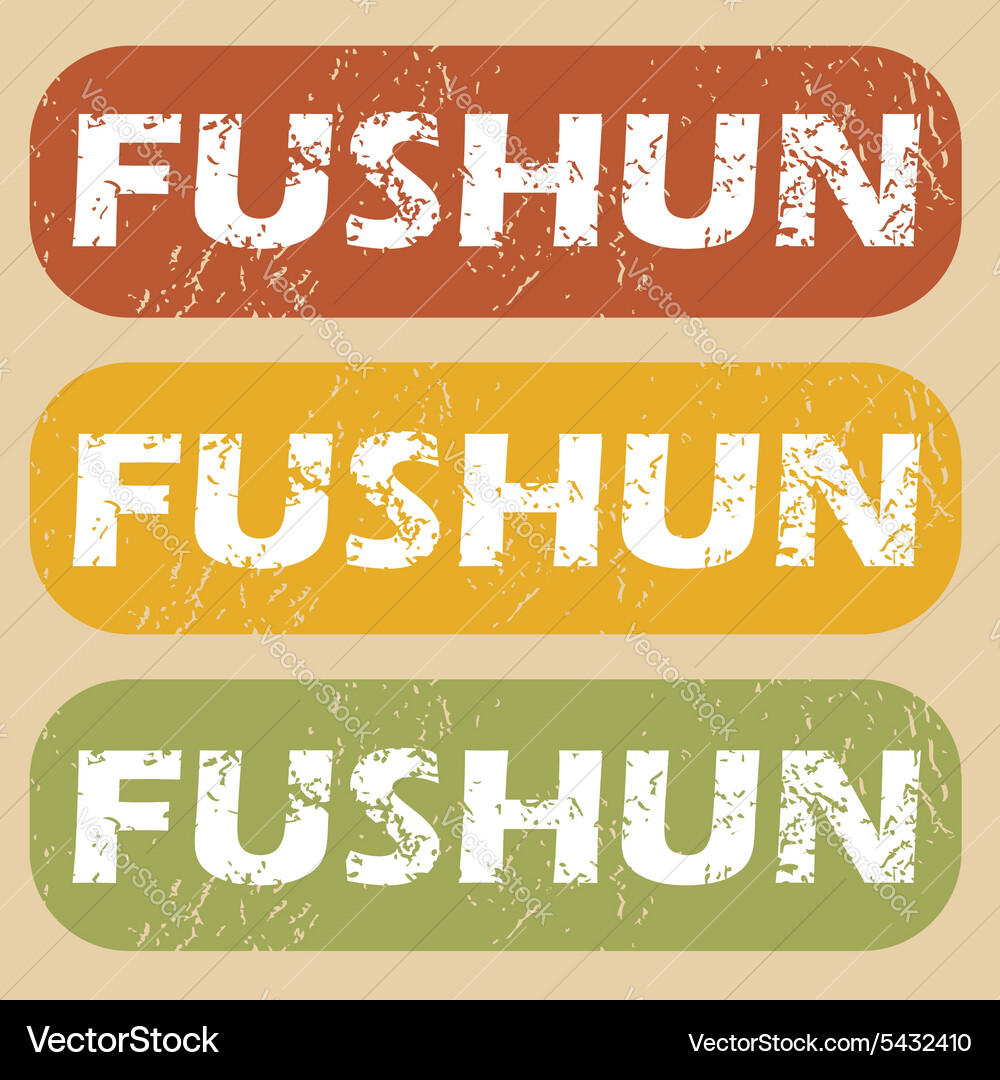 Vintage fushun stamp set Royalty Free Vector Image