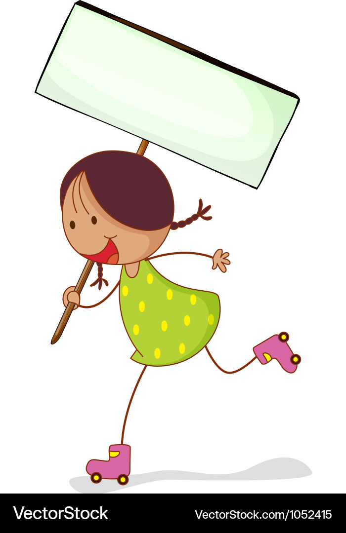A girl with sign board Royalty Free Vector Image