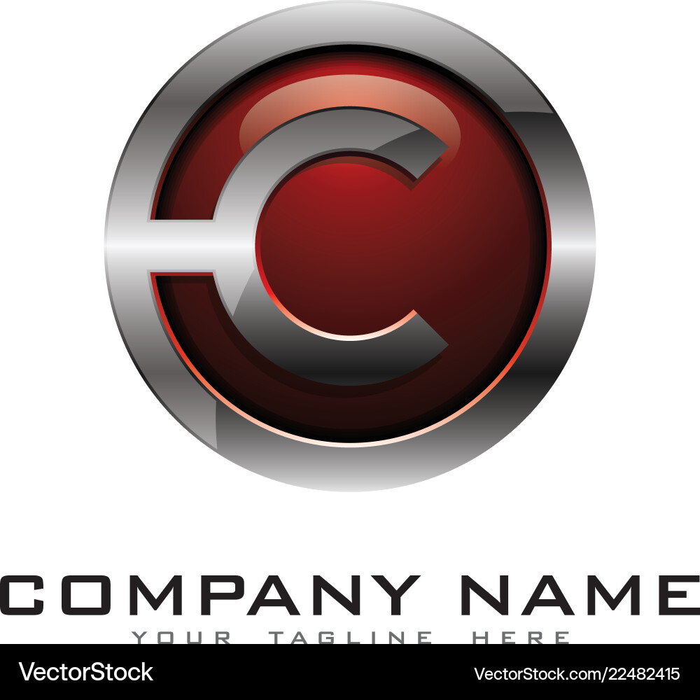 C 3d circle chrome letter logo icon design Vector Image