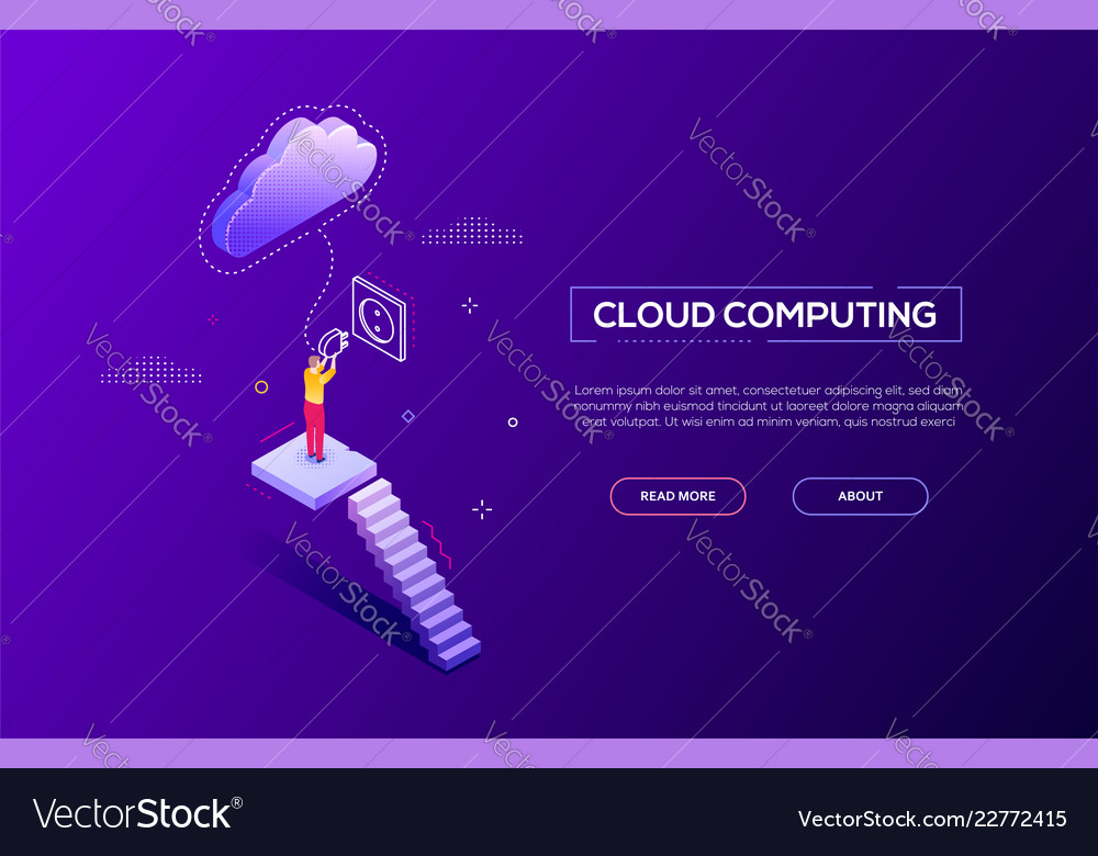 Cloud computing - modern isometric web Royalty Free Vector