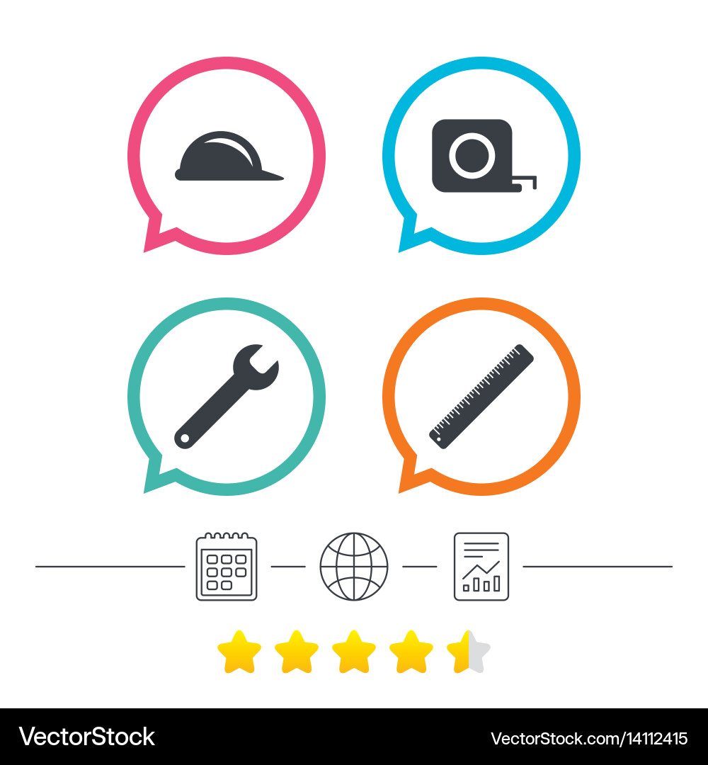 Construction helmet and ruler roulette icons Vector Image