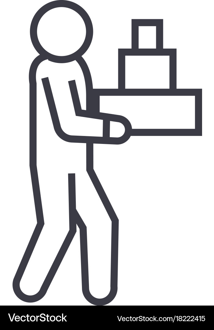 Delivery man linear icon sign symbol Royalty Free Vector