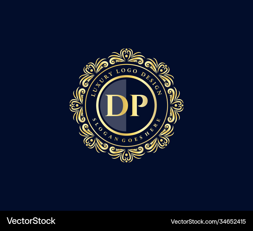 Dp initial letter gold calligraphic feminine Vector Image