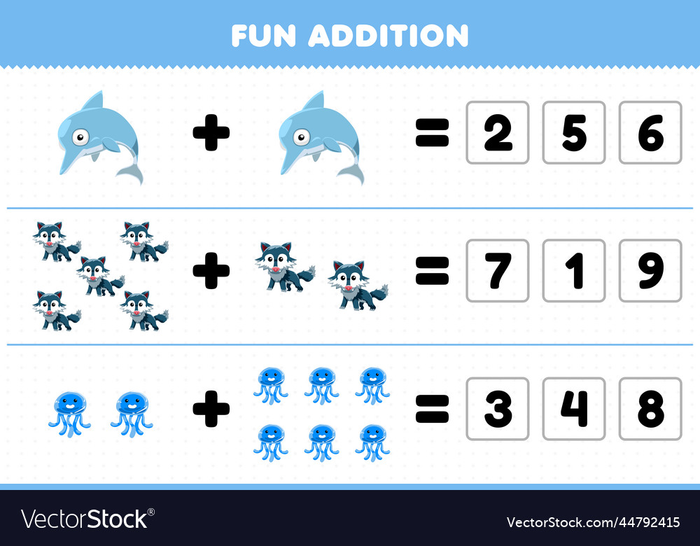Education game for children fun addition by guess Vector Image