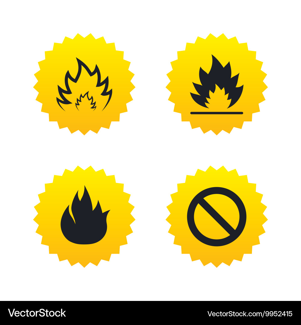 Fire flame icons prohibition stop symbol Vector Image
