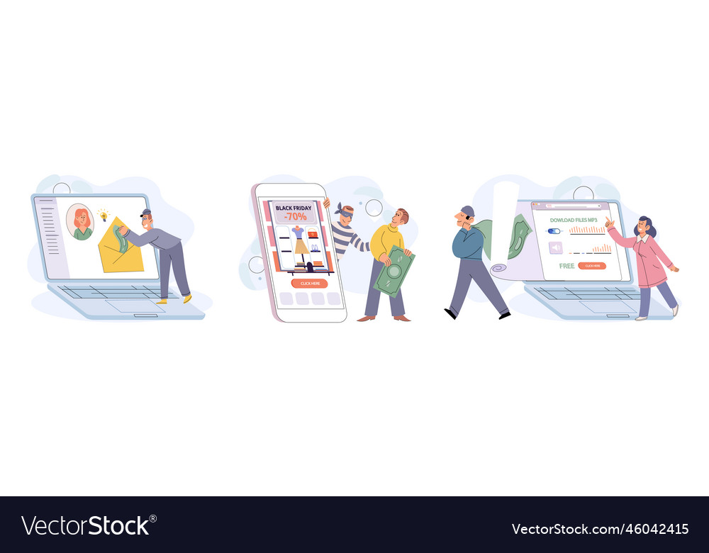 Hacker activity big set hacking computer Vector Image