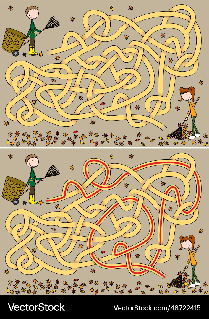 Happy kids maze Royalty Free Vector Image - VectorStock