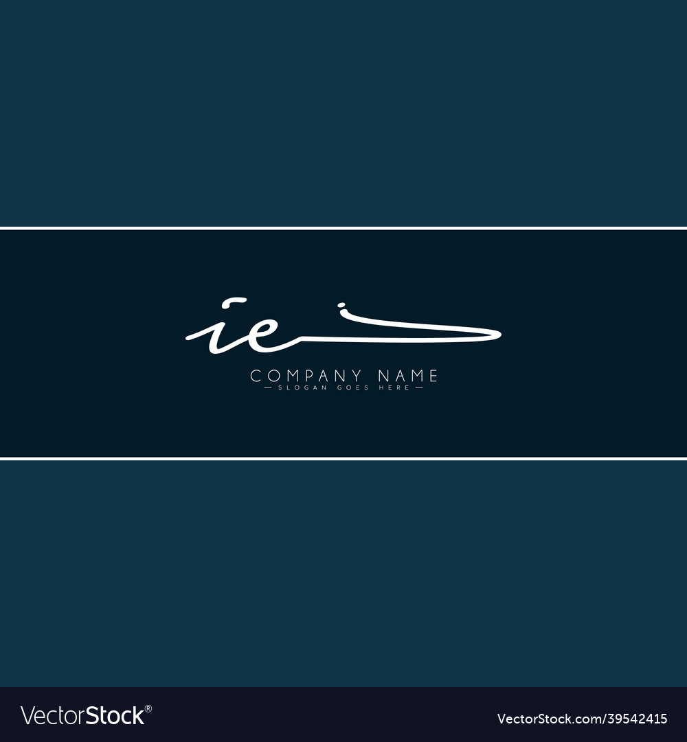 Initial letter ie logo - hand drawn signature Vector Image