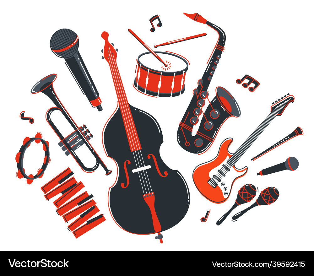 Jazz music band concept different instruments Vector Image