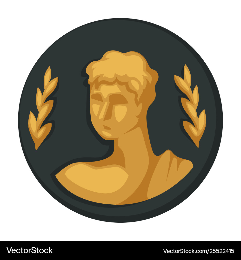 Julius caesar gold portrait and olive branches Vector Image