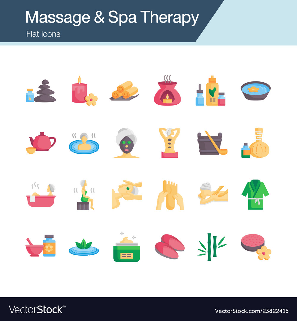 Massage And Spa Therapy Icons Flat Design Vector Image